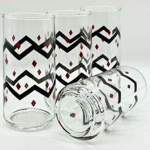 Vintage | Dining | Vintage Red Black Drinking Glasses With Zigzag ...